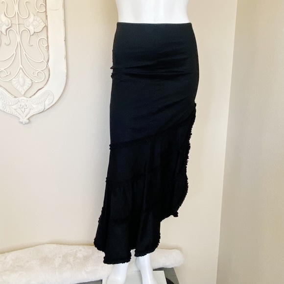 Polli Says | Skirts | Polli Says Womens Black Slit Side Ruffle Layer ...